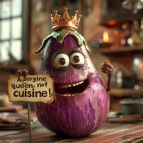 Ai Generated Illustration Of A Regal Eggplant Wearing A Crown And