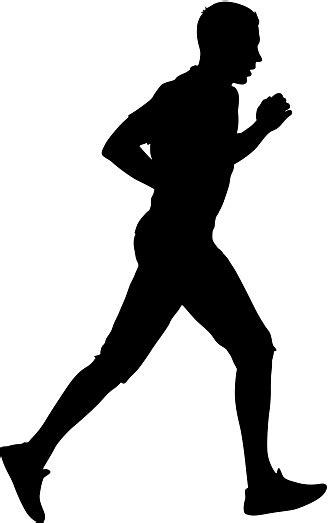 블랙 실루엣 주자 흰색 배경에 남자 스 프린트 거리에 대한 스톡 벡터 아트 및 기타 이미지 거리 건강한 생활방식 고속도로