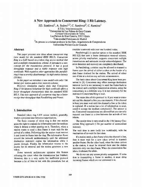 A New Approach To Concurrent Ring 1 Bit Latency Ieee Conference