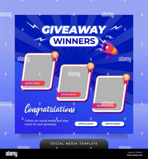 Giveaway Winner Announcement Social Media Post Banner Template Stock