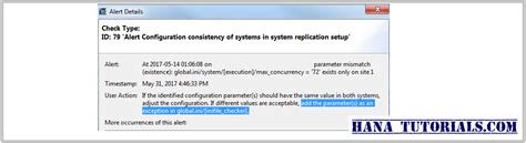 Hana Tutorials Parameters Mismatch On Secondary Replication Site
