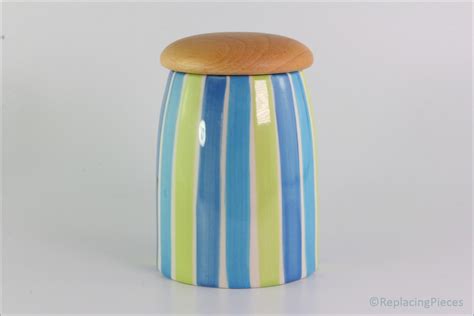 Rpw268 Whittards Storage Jar Green And Blue Stripes Replacingpieces