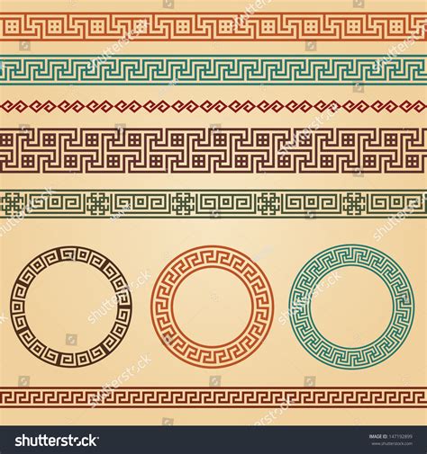 Border Decoration Elements Patterns Different Colors Stock Vector Royalty Free