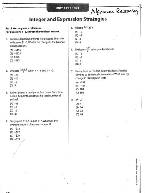Algebraic Reasoning Pdf