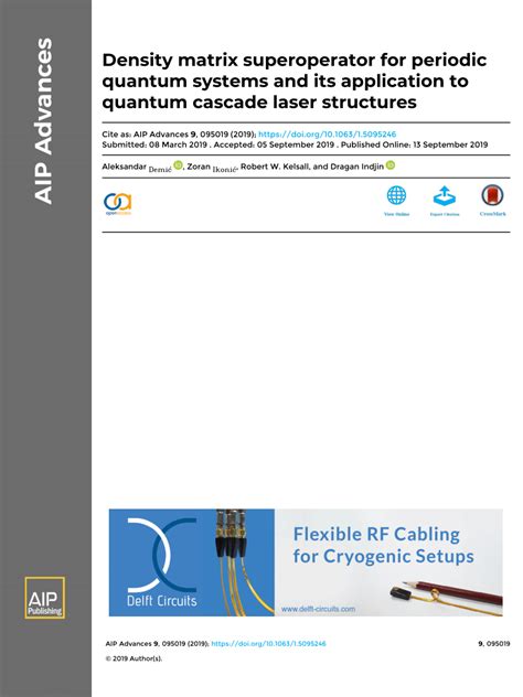 PDF Density Matrix Superoperator For Periodic Quantum Systems And Its Application To Quantum