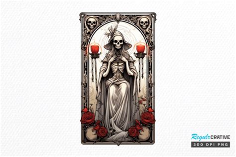 Skeleton Witch Tarot Card Sublimation Graphic By Regulrcrative