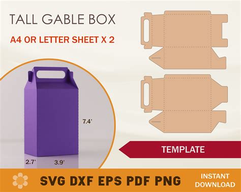 Free Gable Box Template Svg