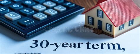 Mortgage Contract With Calculator And Model House Showing 30 Year Term