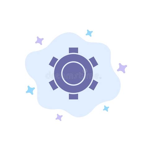 Basic Gear Setting Ui Blue Icon On Abstract Cloud Background Stock