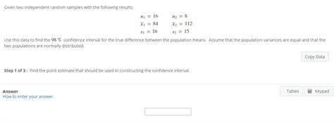 Solved Given Two Independent Random Samples With The Chegg