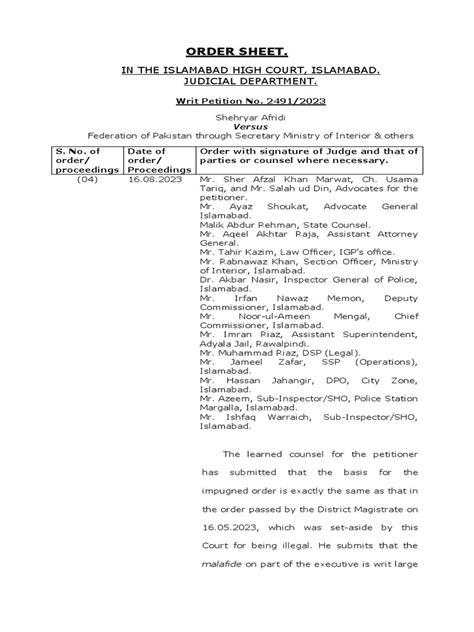 Justice Babar Sattar Pdf Detention Imprisonment Police