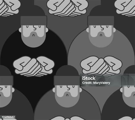 원활한 노숙자 패턴입니다 거 지 배경입니다 불 쌍 한 장식입니다 부 랑 자 쓰레기 벡터 일러스트 레이 션 개념에 대한 스톡 벡터