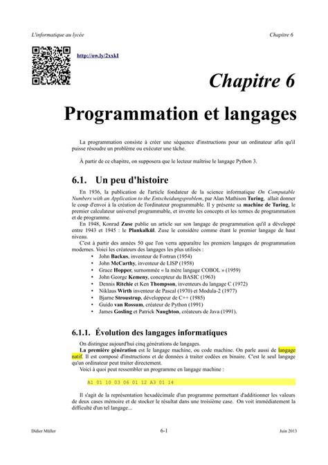 Chapitre 6 Programmation Et Langages Apprendre En