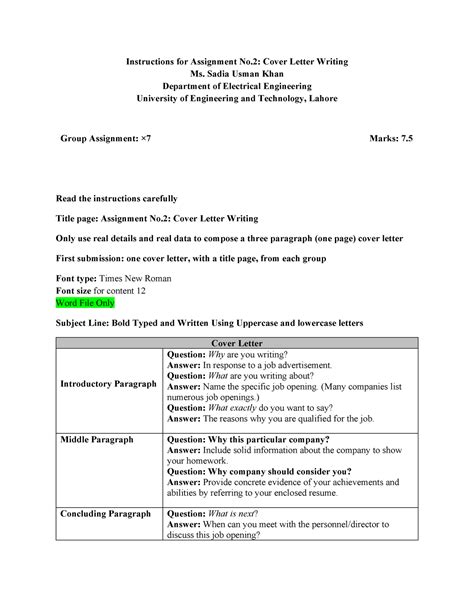 Instructions For Assignment No 2 Cl W Instructions For Assignment No Cover Letter Writing Ms