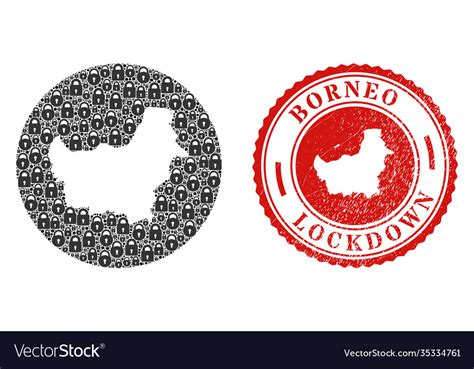 Lockdown Grunge Stamp And Locks Mosaic Hole Borneo