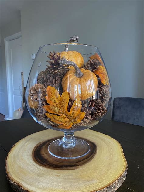 Fall Decor With Pine Cones And Pumpkins