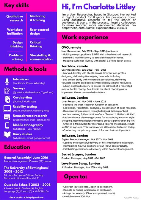 Charlotte Littley On Linkedin Classic Ux Ive Done A Bit Of Test Learn Iterate With My Cv