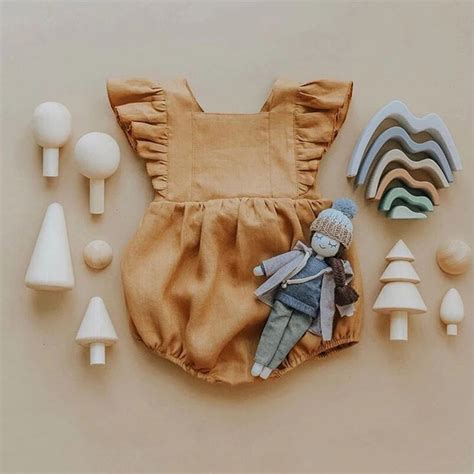 Badu Bg Винтидж ленен памучен гащеризон за бебета и момичета летен гащеризон с волани дантелен