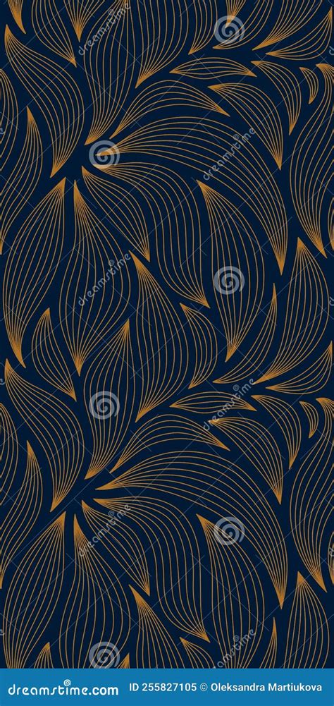 Luxury Seamless Floral Pattern With Striped Leaves Elegant Astract Background In Minimalistic