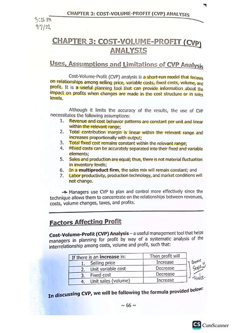 Chapter 3 CVP Analysis BS Accountancy Studocu