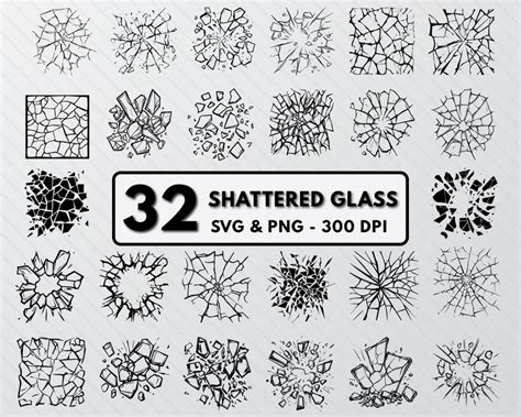 Shattered Glass Svg Bundle Shattered Glass Silhouette Cut File