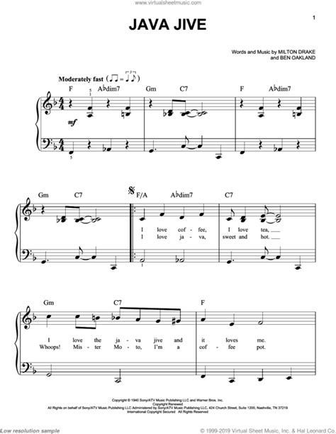 Java Jive Sheet Music For Piano Solo Pdf Interactive
