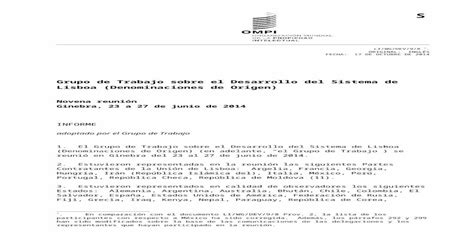 Proyecto De Informe · Web Viewgrupo De Trabajo Sobre El Desarrollo Del