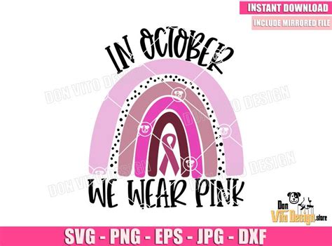 Pink Rainbow Cancer Ribbon Svg Png Cut Files Cricut Best Design