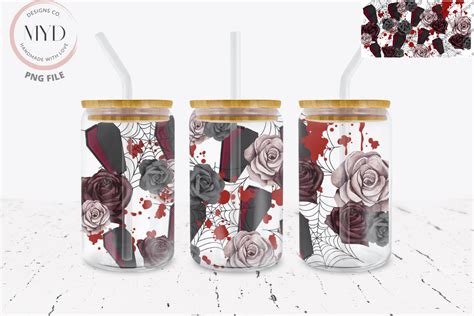 Glass Can 16oz Coffin Blood Sublimation Graphic By MYD Designs Co