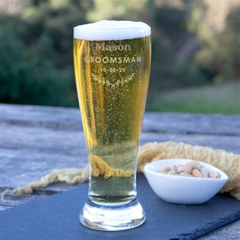Groomsman Engraved Beer Glass Personalised Favours