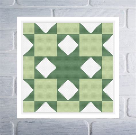 Cross Stitch Quilt Block Idaho Beauty Geometric Pattern Modern Cross