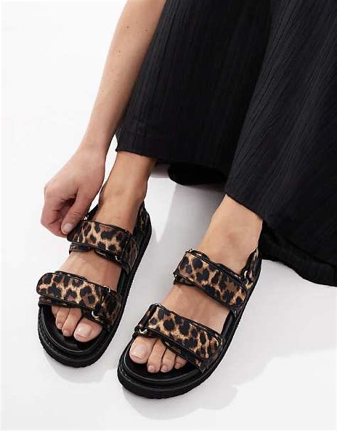 Schuh Tiesha Footbed Sandals In Leopard Asos