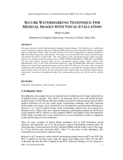 pdf secure watermarking technique for medical images with visual