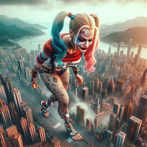 Giantess Harley Quinn Walks In The City By Hermanchicken On Deviantart