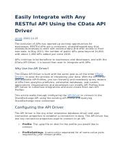 Easily Integrate With Any RESTful API Using The CData API Driver Docx