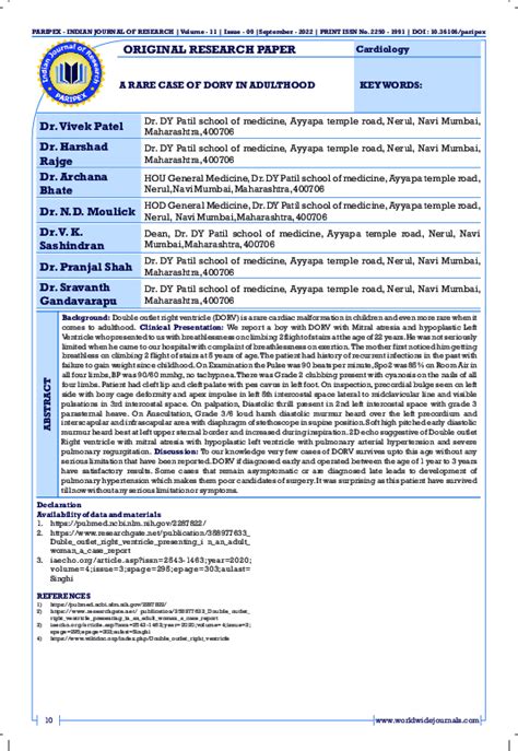 Pdf A Rare Case Of Dorv In Adulthood