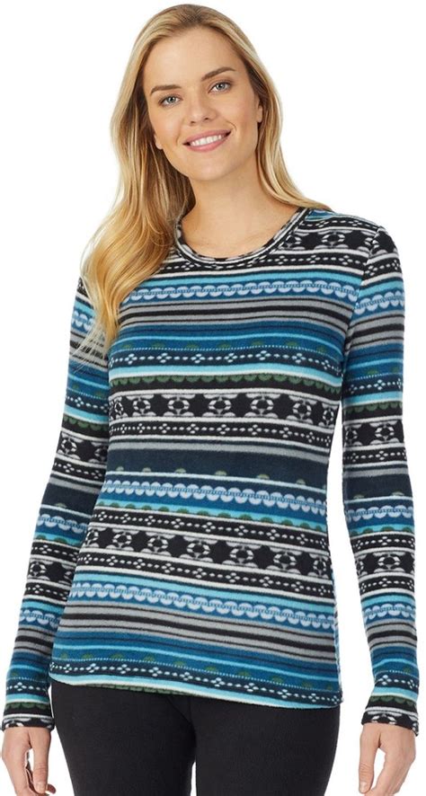Cuddl Duds Womens Fleece Wear Long Sleeve Crewneck Top Shopstyle