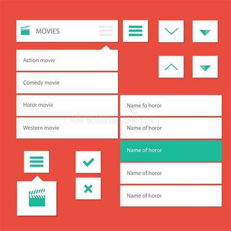 Website Design Template With UI Elements Kit Flat Design Concept Stock Vector Illustration