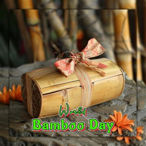 Premium Psd World Bamboo Day Nature Bamboo Branches With Rain Drops For Social Media Post Design