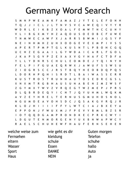 Free Printable German Word Searches Word Search Maker