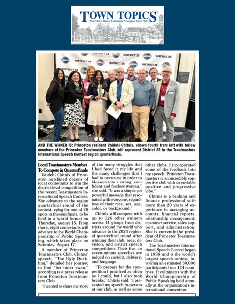 Hannah Merschen On Linkedin Well Deserved Recognition For Vaidehi Of Princeton Toastmasters