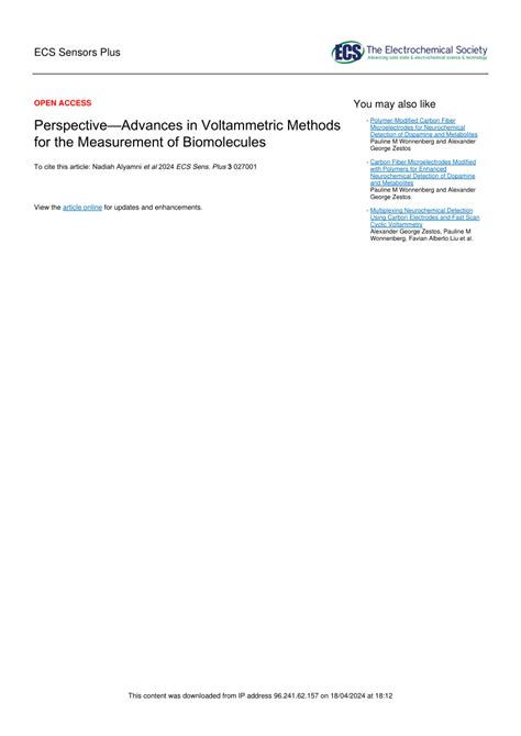 Pdf Advances In Voltammetric Methods For The Measurement Of Biomolecules