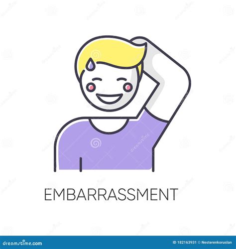 Embarrassment Feeling Iconoutline Sketch Drawing Cartoon Vector