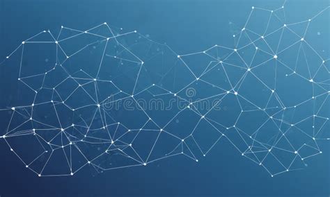 Complex Network Interconnected White Lines And Dots Against Blue