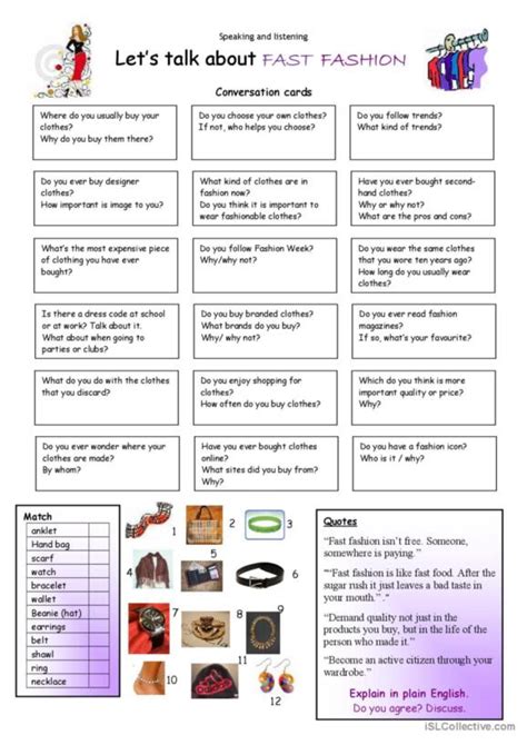 1175 Fashion English Esl Worksheets Pdf And Doc