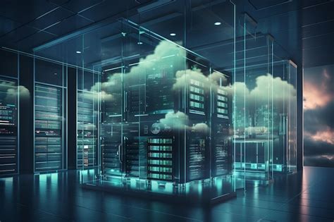Cloud Computing Concept With Data Servers And Cloud Storage Premium Ai Generated Image