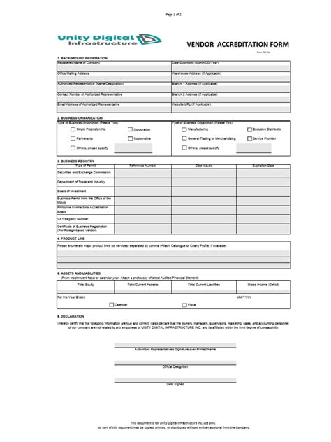 Supplier Accreditation Form Pdf Business Receipt