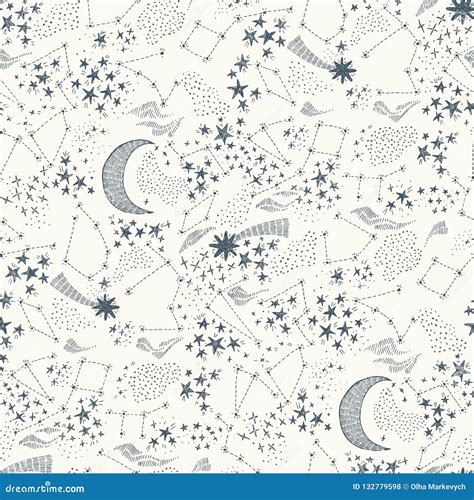 Starry Sky Seamless Pattern 01 Stock Vector Illustration Of Element