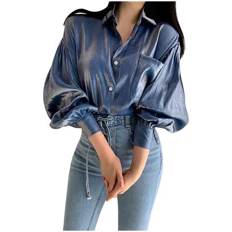 Jwzuy Womens Button Down Shirts Casual Long Sleeve Cotton Blouse Basic