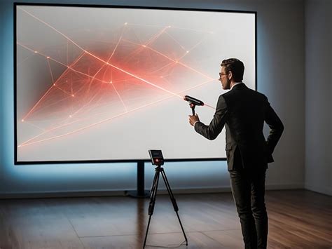 a presenter using a laser pointer on a screen premium ai generated image
